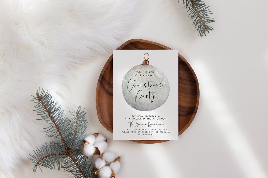 Christmas Party Invitation, Minimalist Christmas Party Invite ...