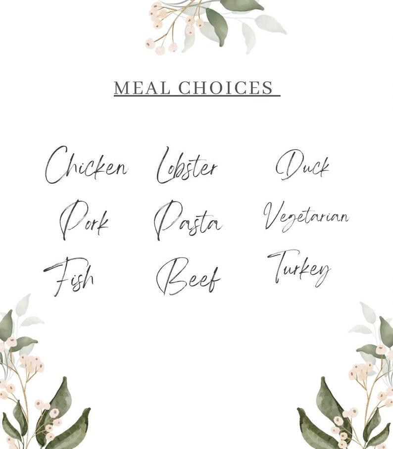 Editable Place Cards With Meal Icons for and Elegant yet Simple Added ...