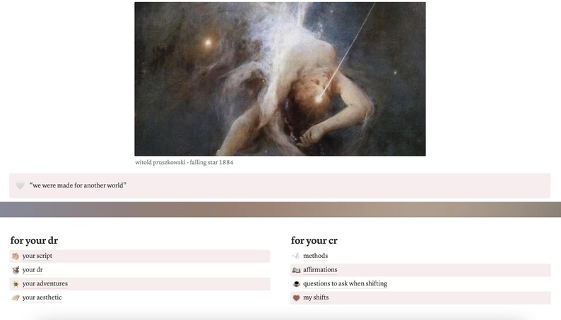 Reality Shifting Script Template Notion - Extremely Detailed, Updated! Scripting Dr and Cr, LOA ...