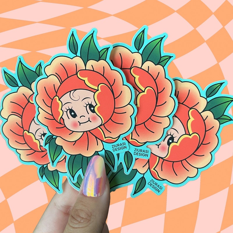 Peony Sticker - Etsy