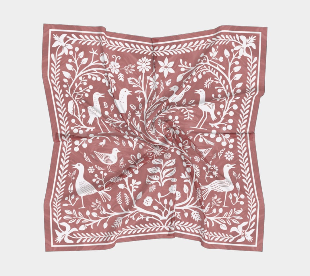 Red Pour Partridge in Pear Tree Tapestry Design Holiday Luxury Silk ...