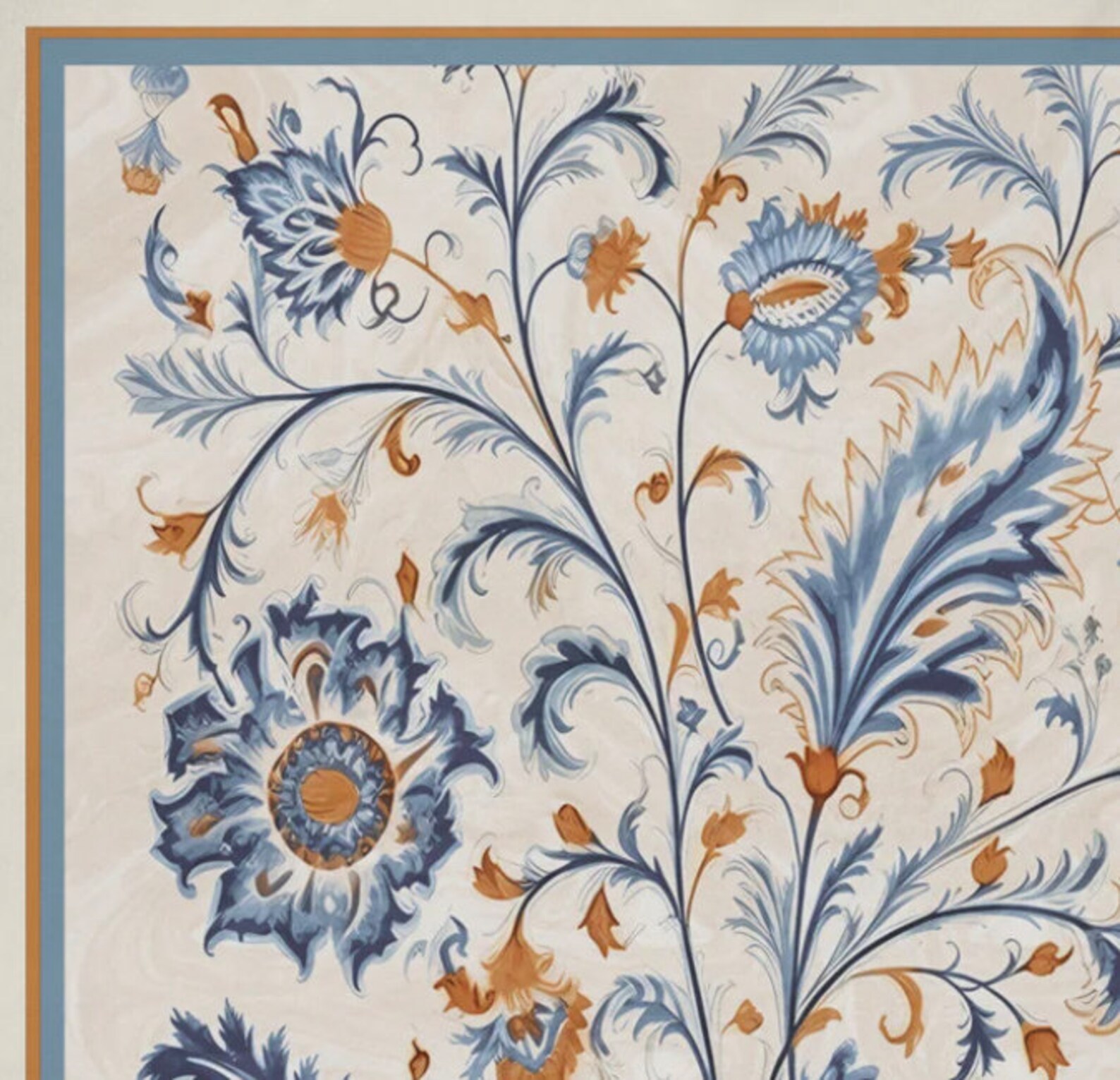 Pour Iznik Style Flower Design Luxury Silk Scarf wearable Art, Style ...