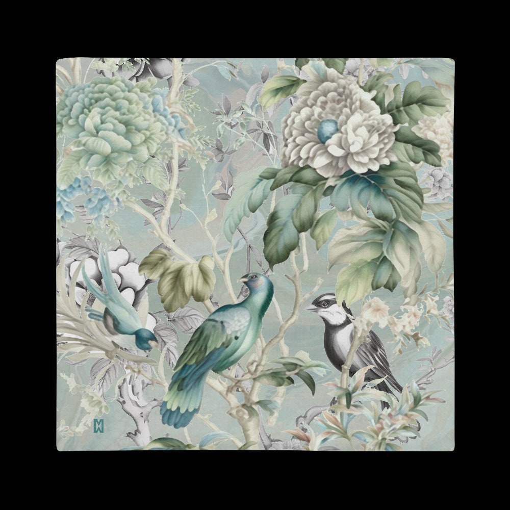 Chinoiserie Two Tone Birds and Flowers Over Pour Premium - Etsy