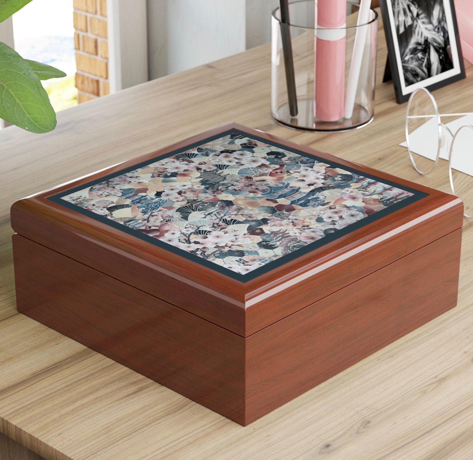 Sakura and Pagoda Japanese Style Collage 2 jewelry Box - Etsy