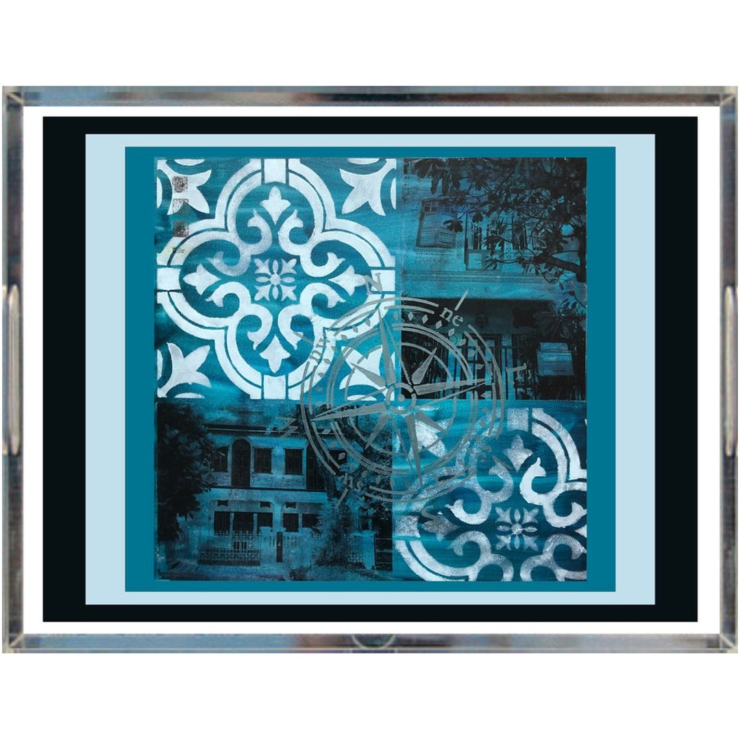 Teal Compass Acrylic Tray Various Sizes - Etsy
