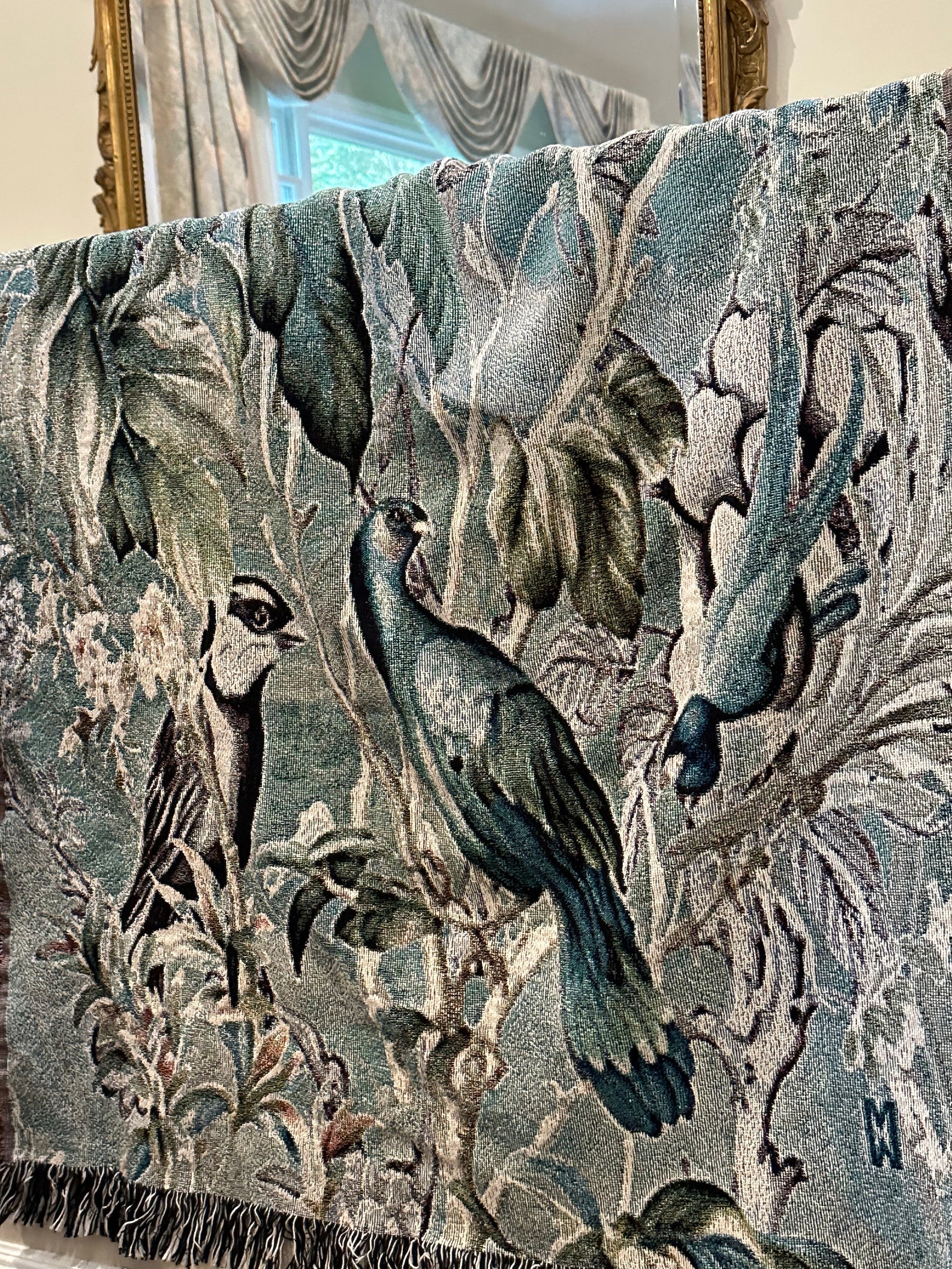 Chinoiserie Two Tone Birds and Flowers Over Pour | Ecofriendly 100% ...