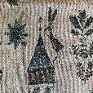 Folk Art Winter Tapestry With Castles and Rabbits Jacquard Woven ...