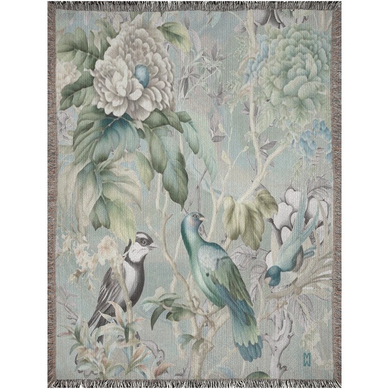 Chinoiserie Two Tone Birds and Flowers Over Pour ecofriendly - Etsy