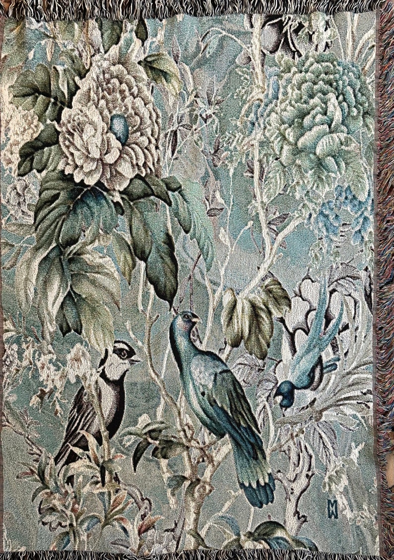 Chinoiserie Two Tone Birds and Flowers Over Pour | Ecofriendly 100% ...