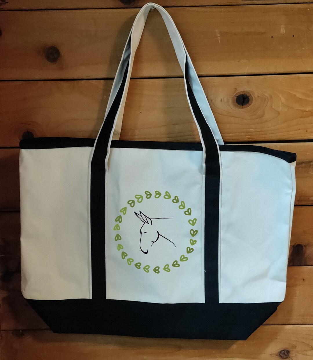 Green Heart Mule Heavy Canvas Bag Giant Tote Recycled Canvas - Etsy