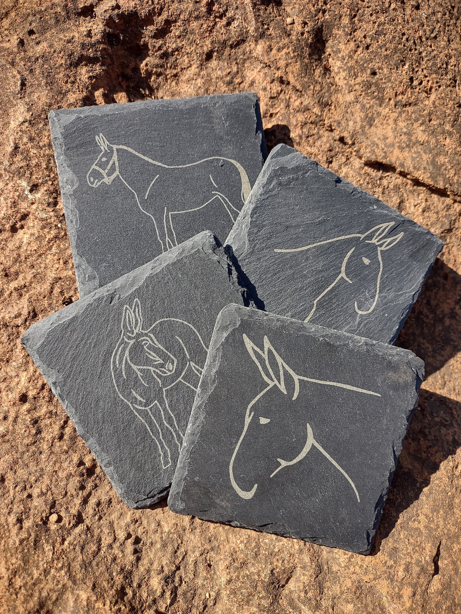 Outline Mule Set Laser Engraved Slate Coasters Mule & - Etsy