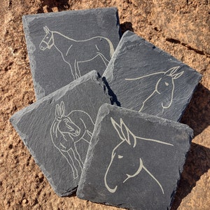 Outline Mule Set Laser Engraved Slate Coasters Mule & - Etsy