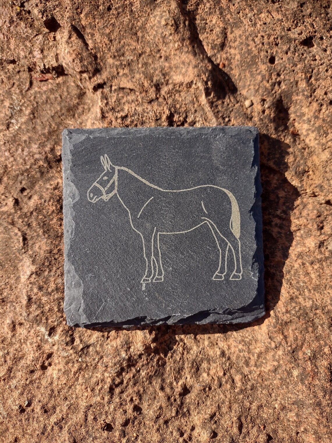 Outline Mule Set | Laser Engraved Slate Coasters | Mule & Equestrian ...