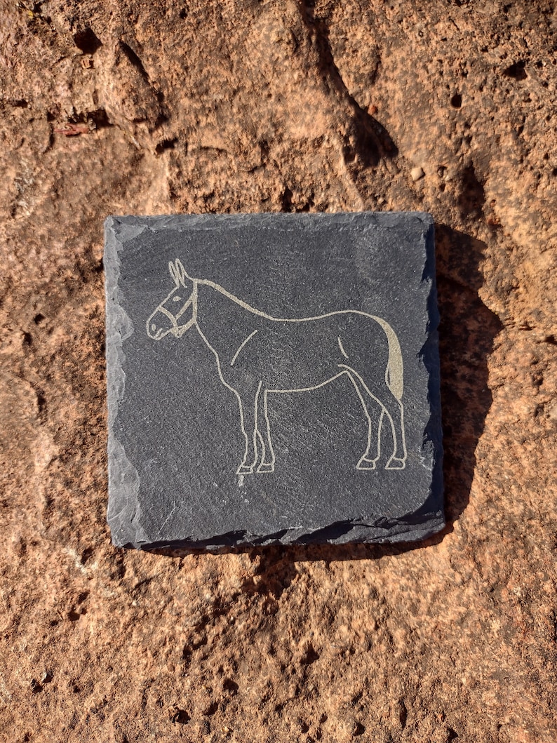 Outline Mule Set Laser Engraved Slate Coasters Mule & - Etsy