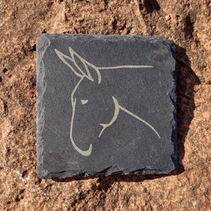 Outline Mule Set Laser Engraved Slate Coasters Mule & - Etsy
