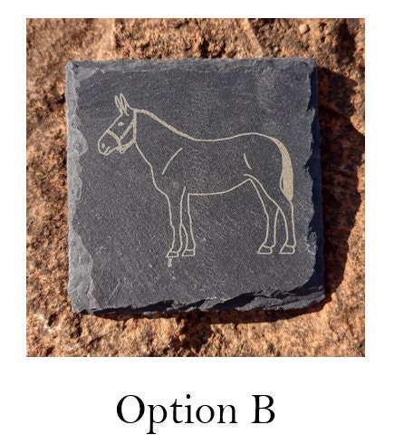 Four of a Kind Mule Set Laser Engraved Slate Coasters Mule & Equestrian ...