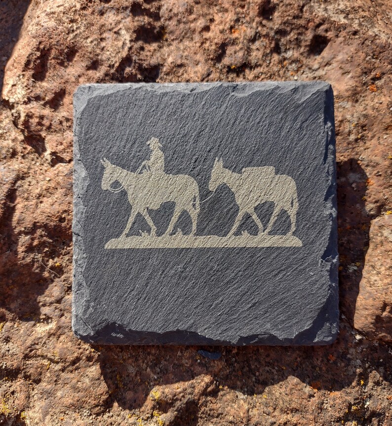 Small Mule Pack String Set | Laser Engraved Slate Coasters | Mule ...