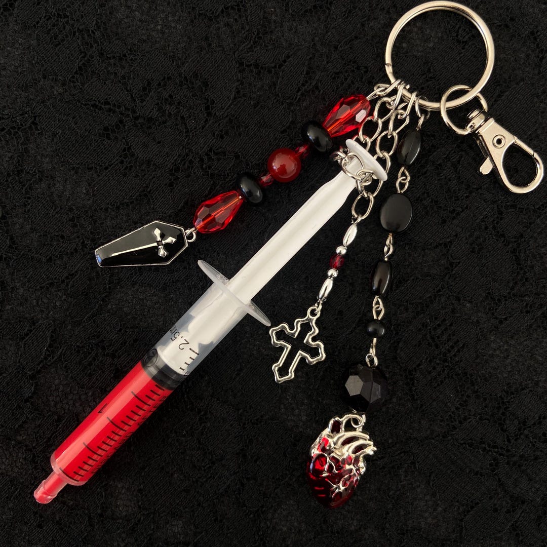 Gothic Bloody Blood Syringe Keychain/ Bag Charm, Coffin, Heart, Cross ...