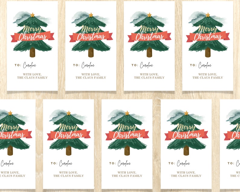 Editable Printable 3.5 by 2 Christmas Tree Gift - Etsy