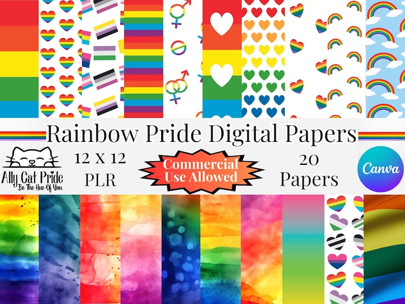 LGBTQ Digital Paper, LGBT Printable Rainbow Pride Junk Journal ...