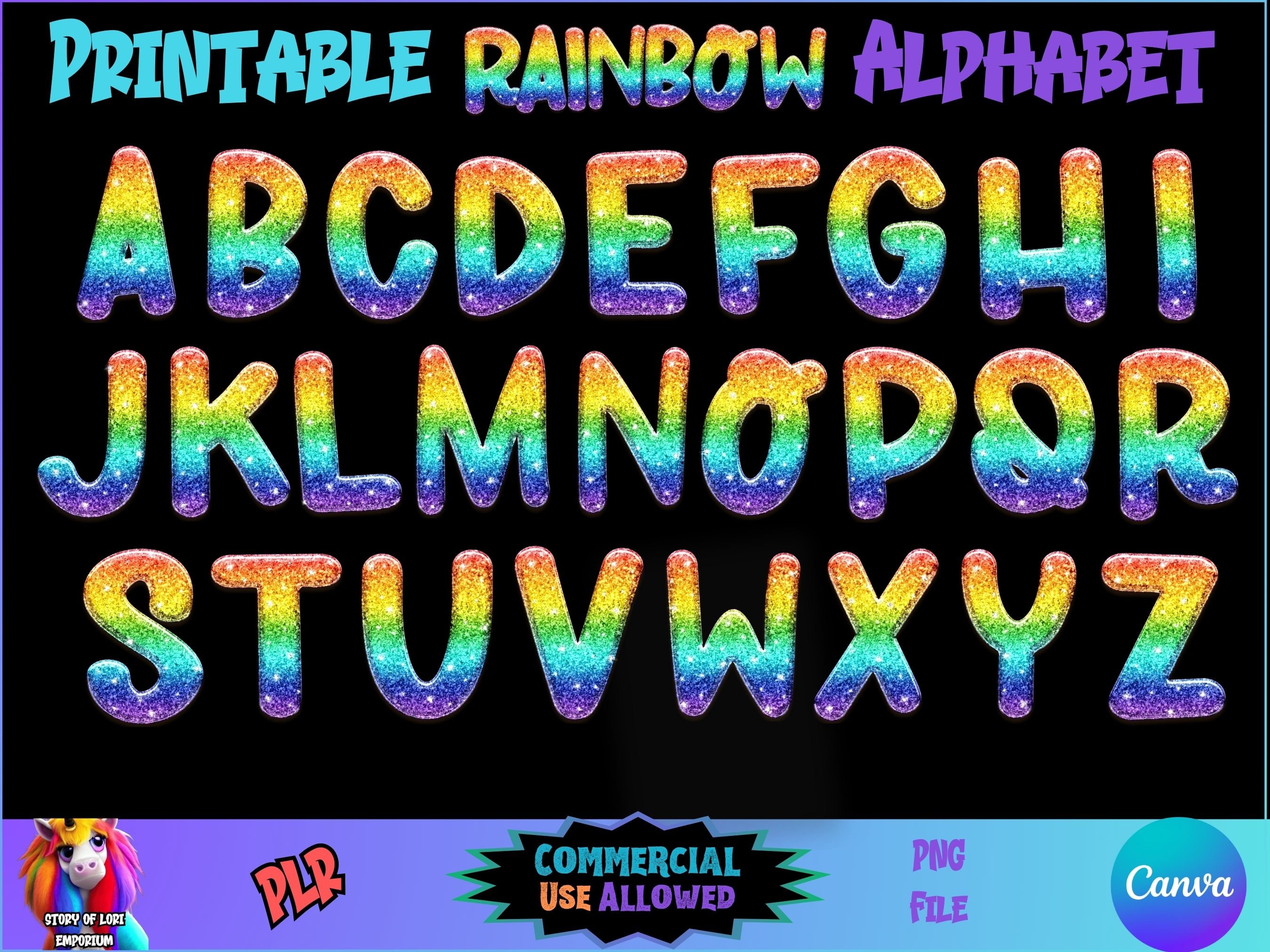 Rainbow Glitter Alphabet Clip Art, Transparent PNG, Craft Supplies ...