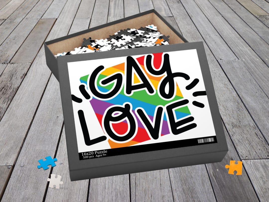 Gay Love Pride Flag Art 500 Piece Chipboard Jigsaw Puzzle, Pride Month ...