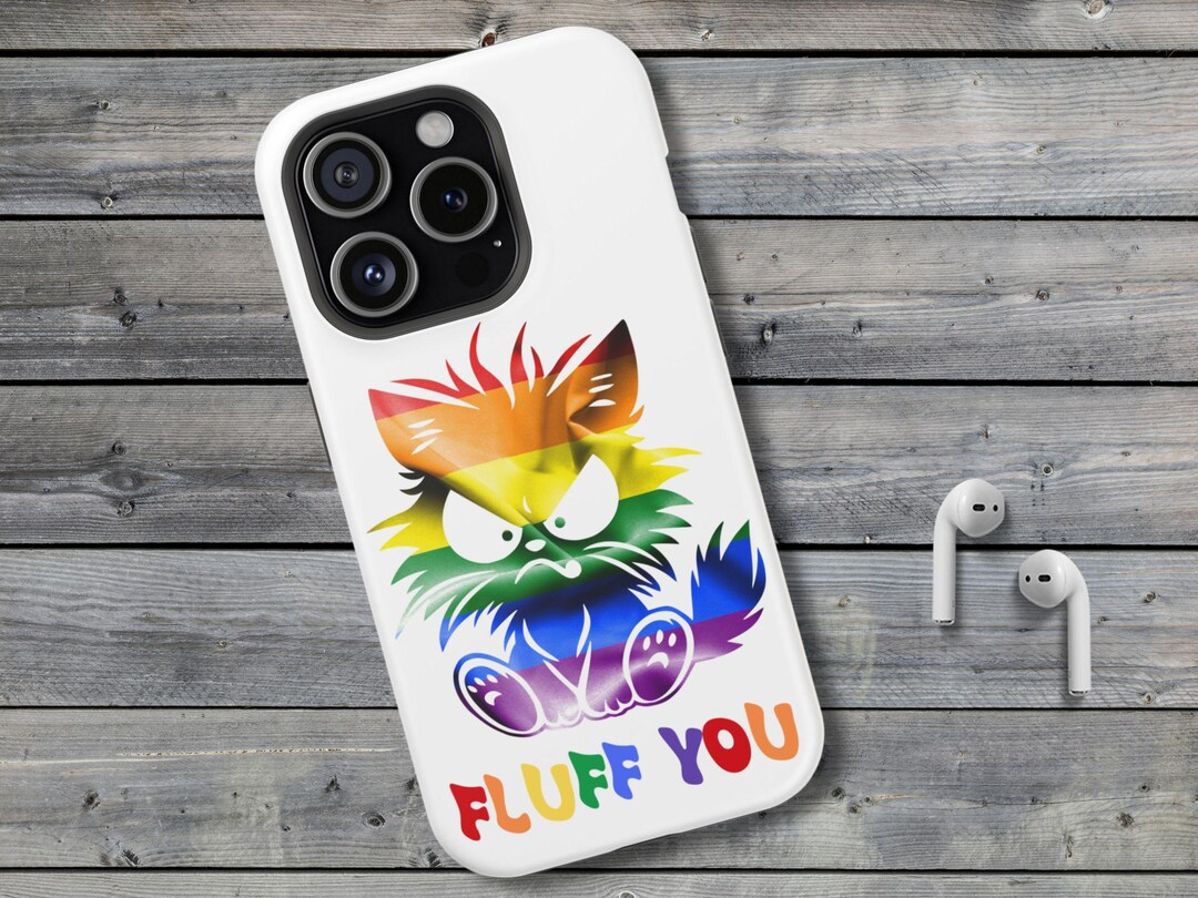 Fluff You Cute but Psycho LGBTQ Rainbow Gay Subtle Pride Funny Cat Hard ...
