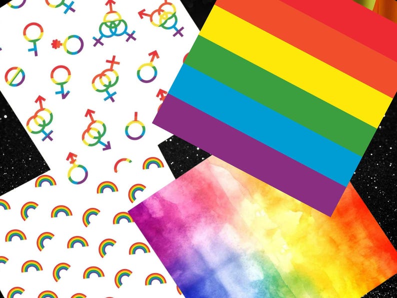LGBTQ Digital Paper, LGBT Printable Rainbow Pride Junk Journal ...