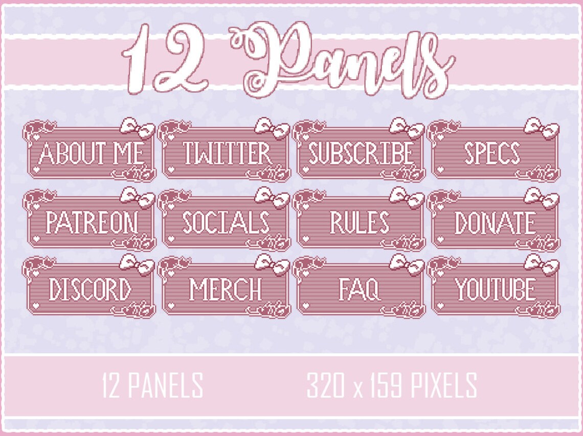 Pink Cat Pixel Art Panels for Twitch - Etsy