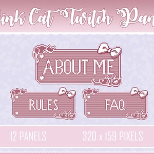 Pink Cat Pixel Art Panels for Twitch - Etsy