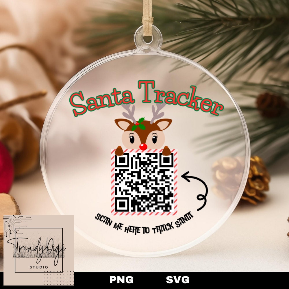 Christmas Santa Tracker Ornament PNG SVG, Christmas Ornament, Santa ...