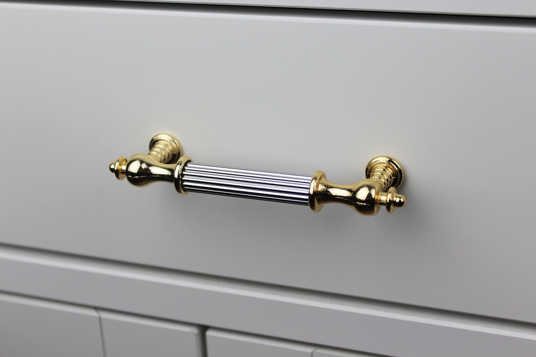 Gold Chrome Knerled Handles Gold Cabinet Handles, Gold Drawer Pulls, 3. ...