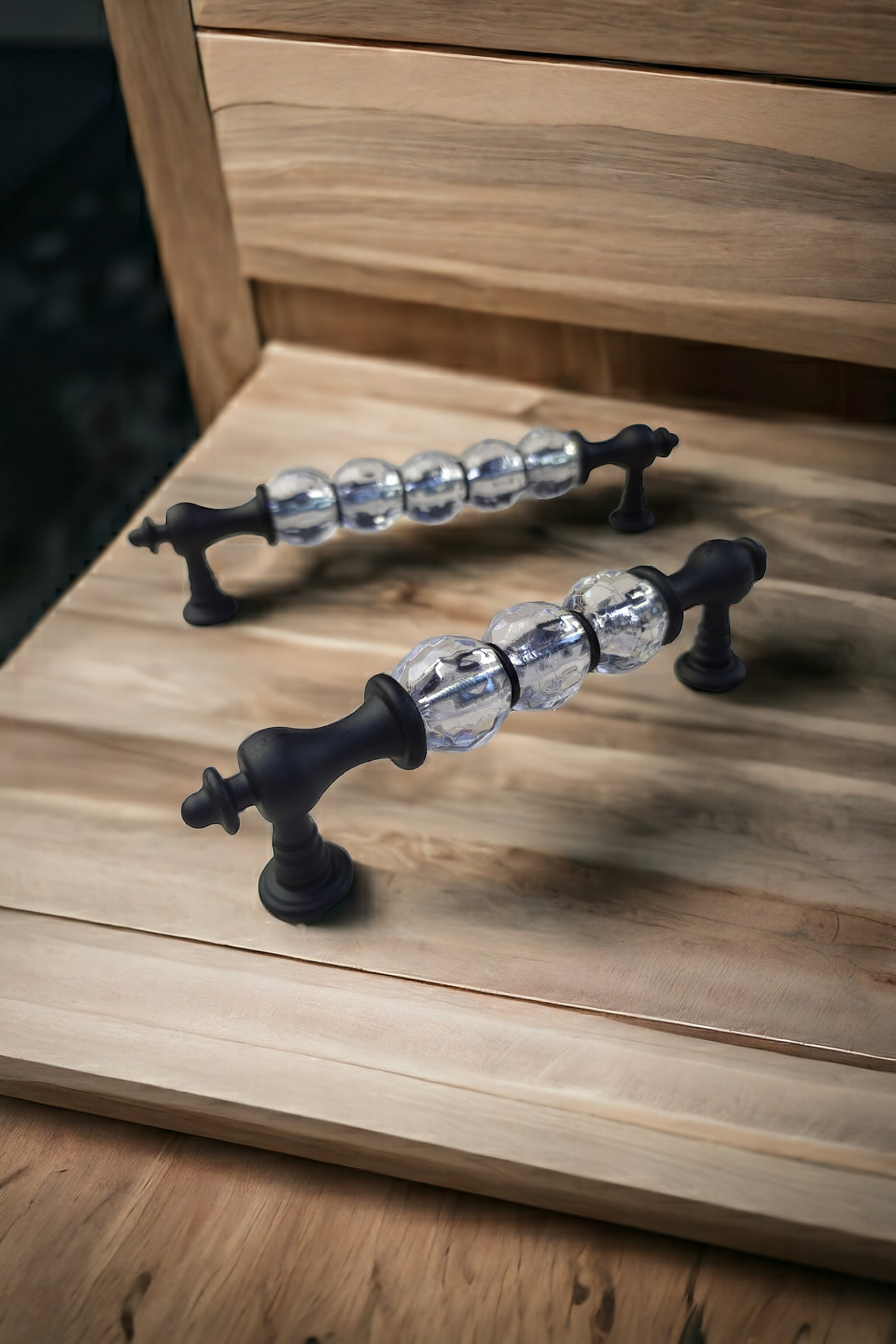 3.78'' 5.0'' Black Cabinet Pulls, Crystal Handles Sparkling Drawer ...