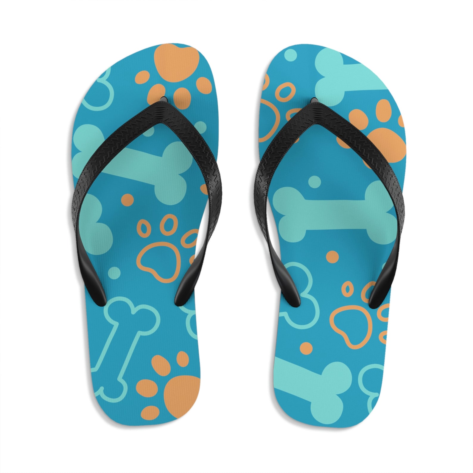 Dog Bone and Paw Print Unisex Flip-flops - Etsy