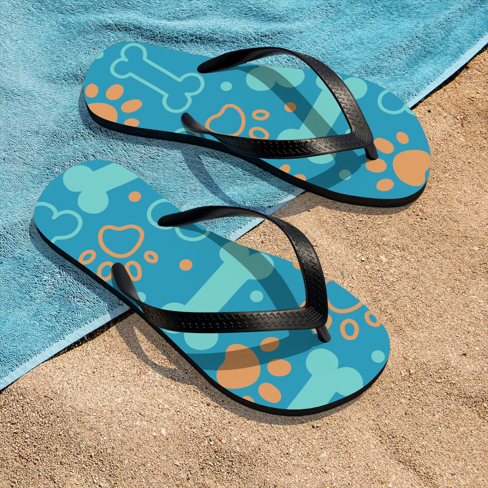 Dog Bone and Paw Print Unisex Flip-flops - Etsy