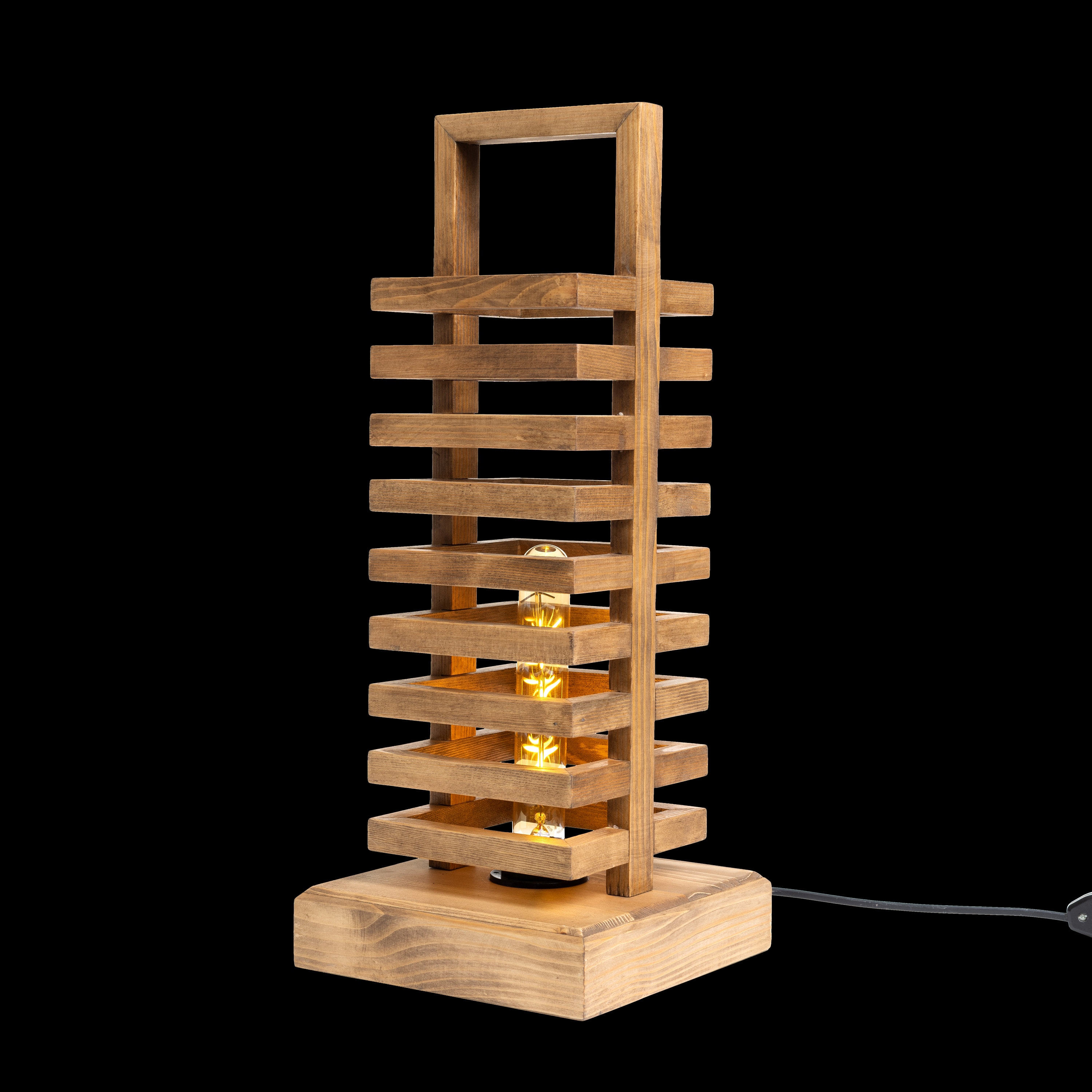 Wood Lamp Handmade Pine Wood Decor Lamp - Etsy