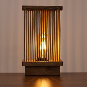 Unique Wood Lamp, Handmade Wood Bedside Lamp, Nightstand Lamp, Bedroom ...