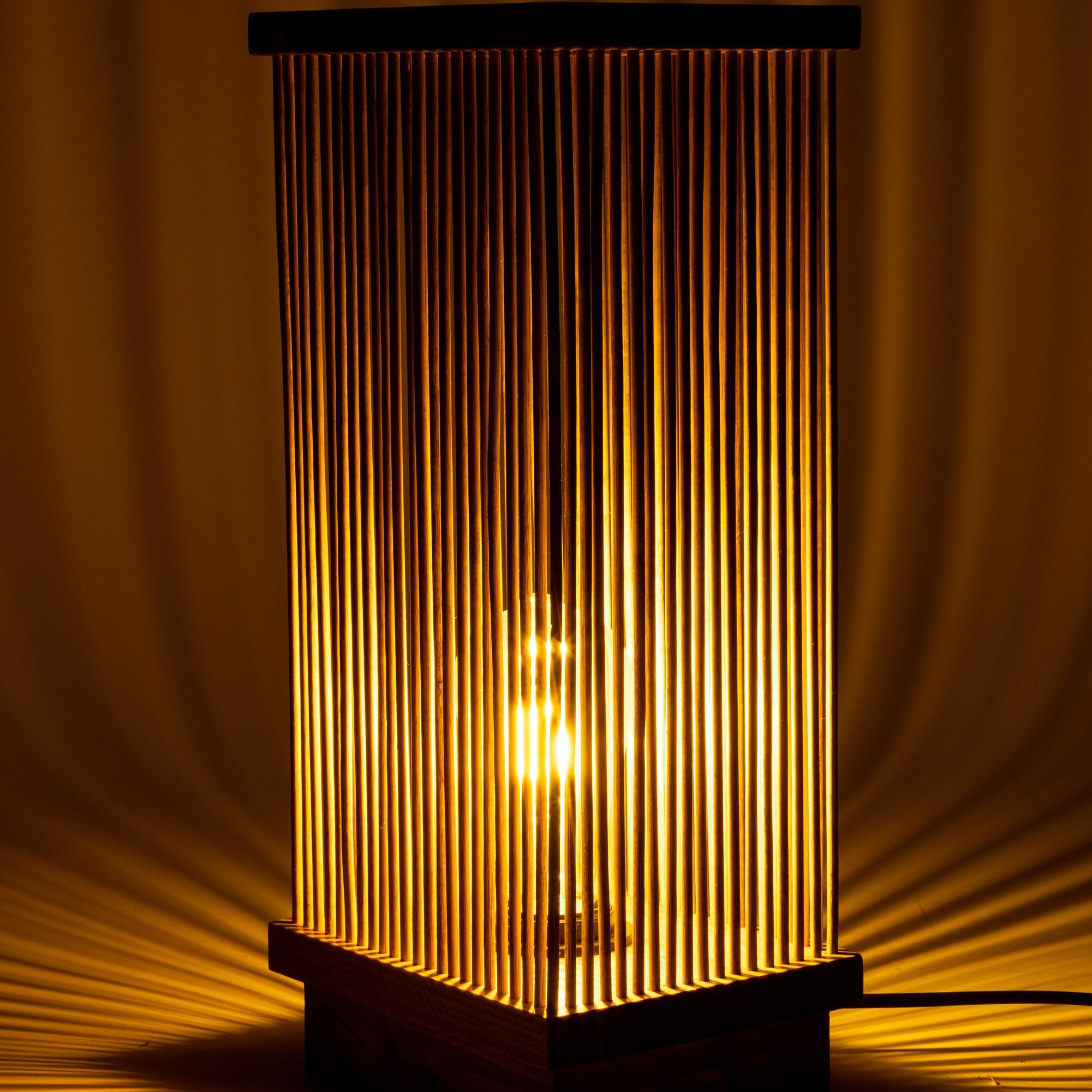 Unique Wood Lamp, Handmade Wood Bedside Lamp, Nightstand Lamp, Bedroom ...