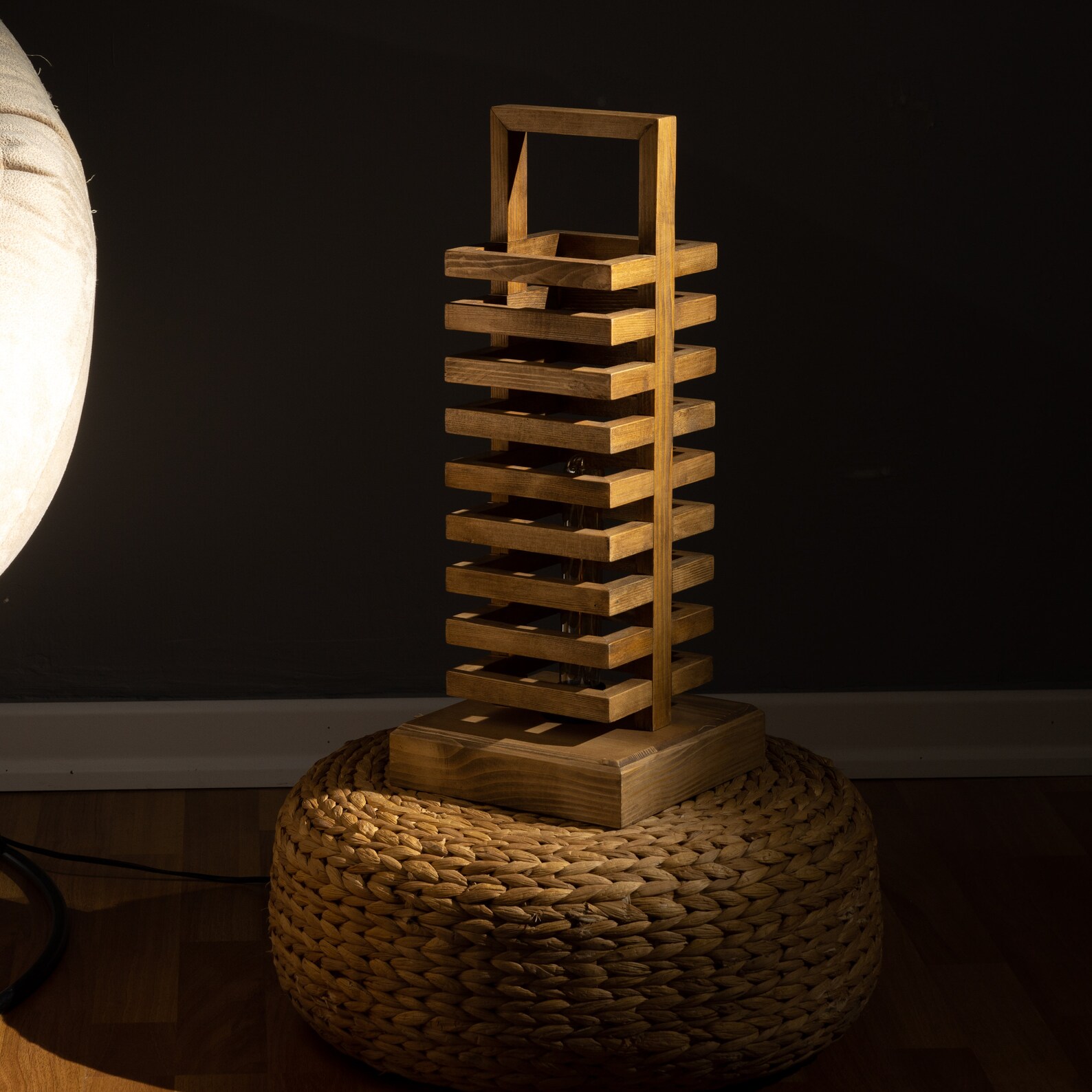 Wood Lamp, Handmade Pine Wood Decor Lamp, Desk Lamp, Table Lamp ...