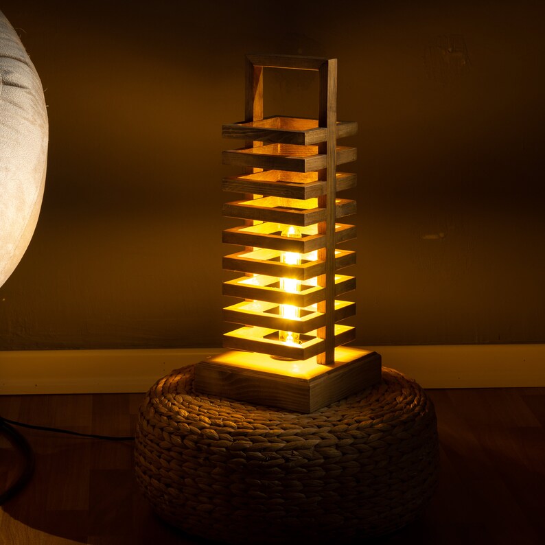 Wood Lamp Handmade Pine Wood Decor Lamp - Etsy