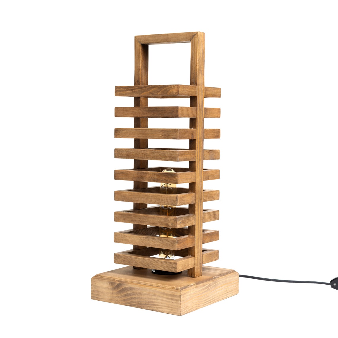 Wood Lamp Handmade Pine Wood Decor Lamp - Etsy