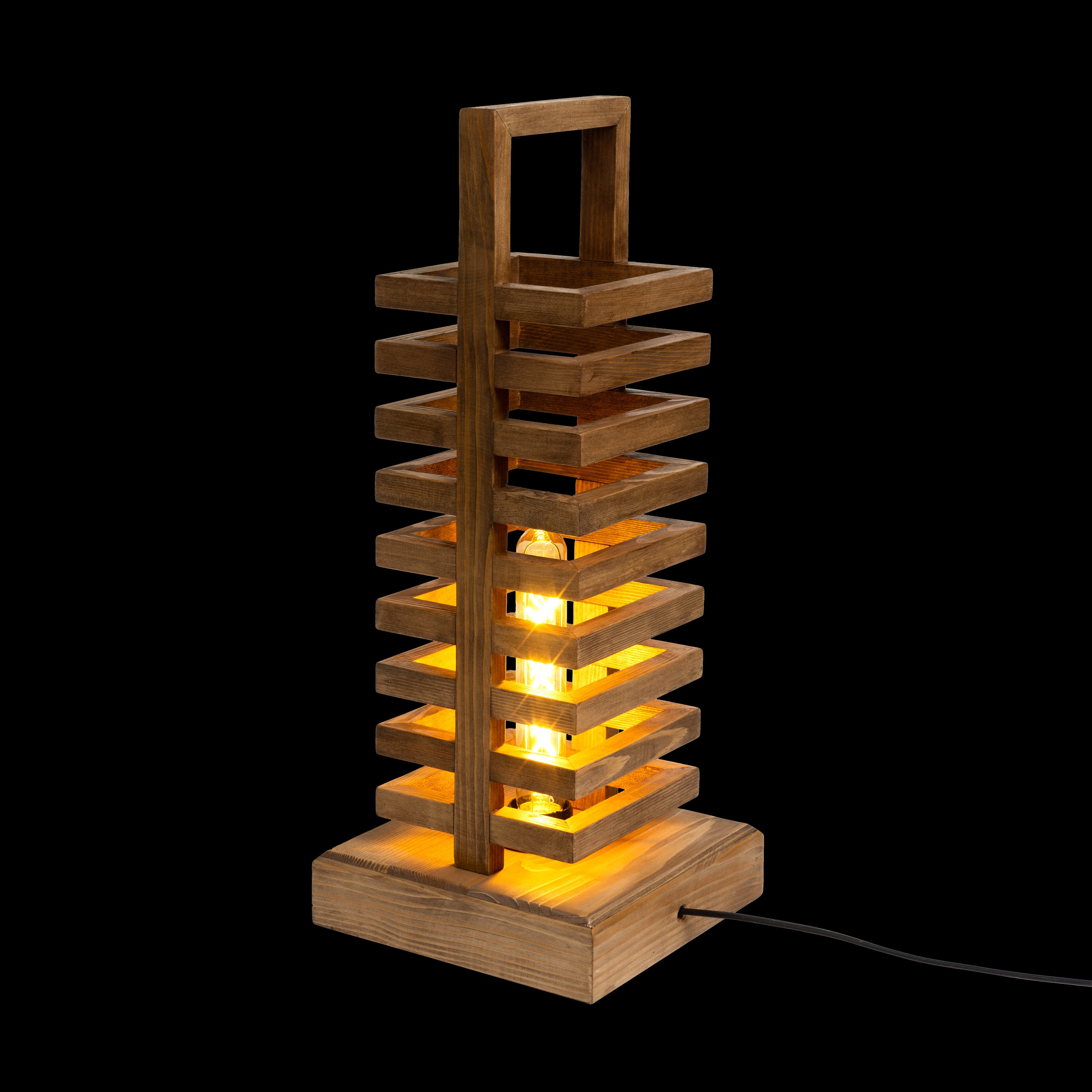 Wood Lamp Handmade Pine Wood Decor Lamp - Etsy