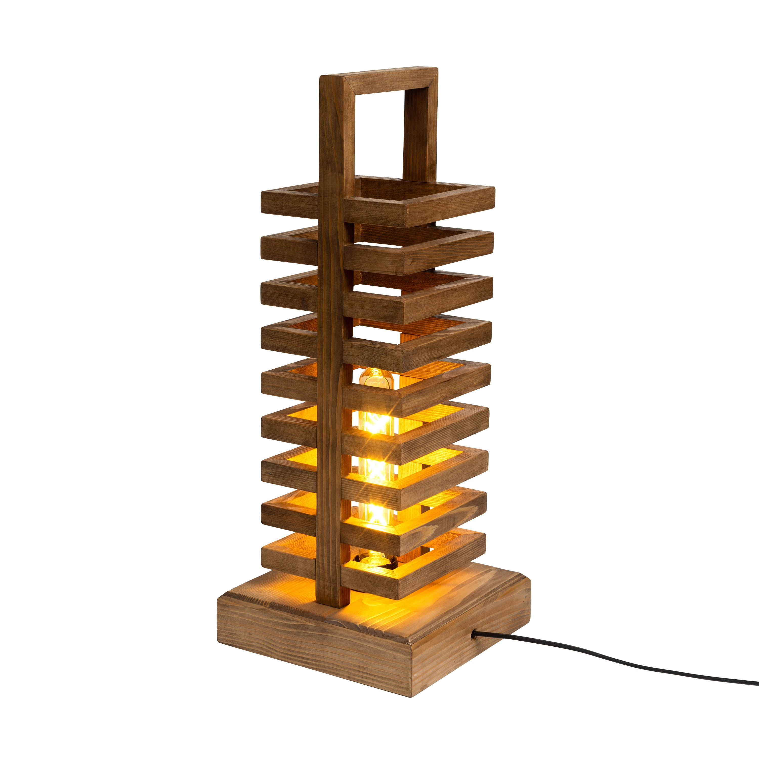 Wood Lamp Handmade Pine Wood Decor Lamp - Etsy