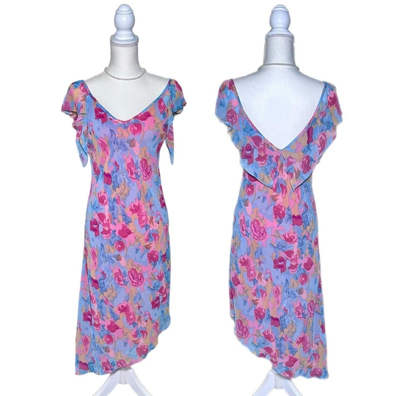 Vintage 90s/y2k Floral Asymmetrical Bias Cut Slip Dress by Morrell Maxi ...