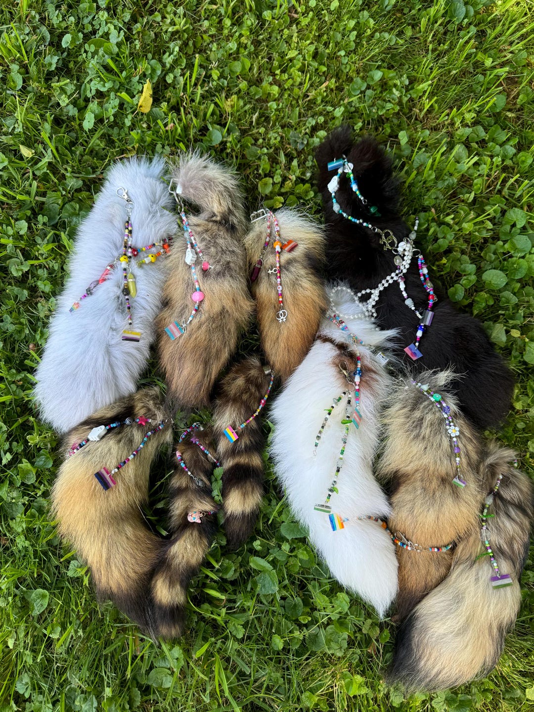 LGBT Pride-themed Beaded Tails! Therians Furries Ethical Real Fur - Etsy
