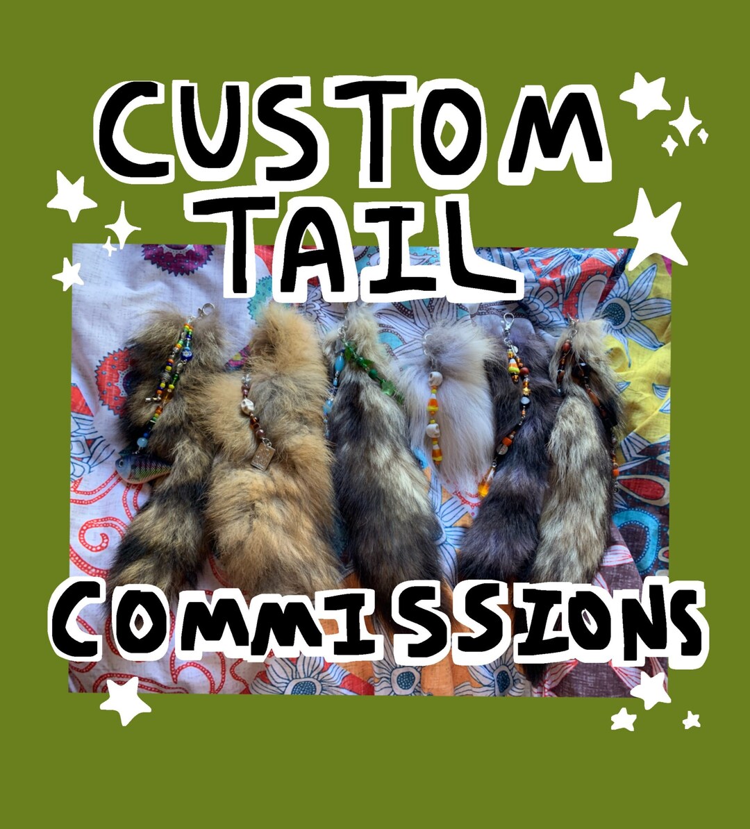 Custom Beaded Tail Keychain for Therians, Furries, Cosplay, Alternative ...