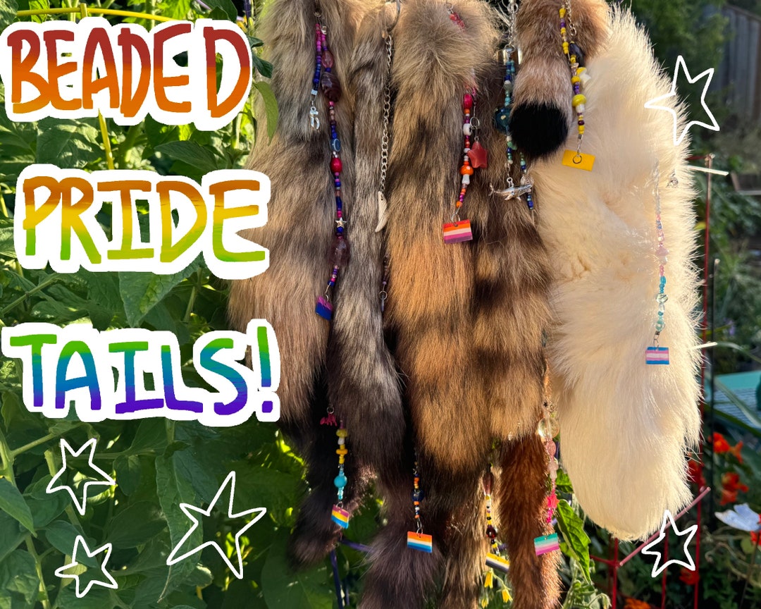 LGBT Pride-themed Beaded Tails Therians Furries Ethical Real Fur - Etsy