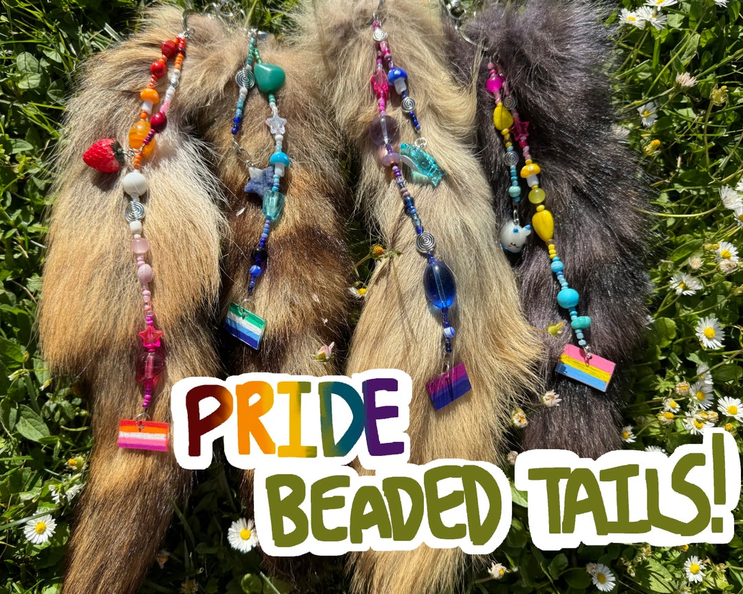 Pride-themed Beaded Tails Therians Furries Ethical Real Fur - Etsy UK