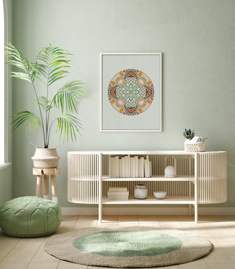 Honeycomb Circle Mandala Art Printable Wall Art for Bohemian Living ...