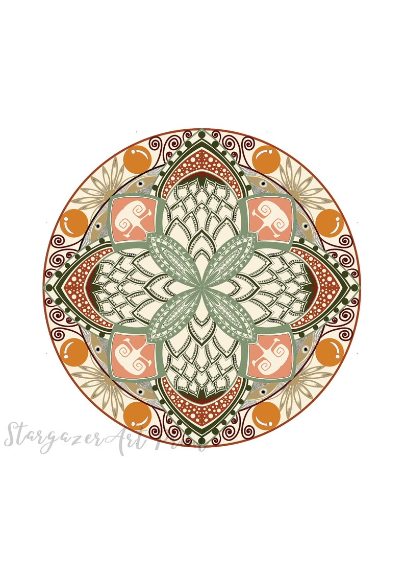 Honeycomb Circle Mandala Art Printable Wall Art for Bohemian - Etsy